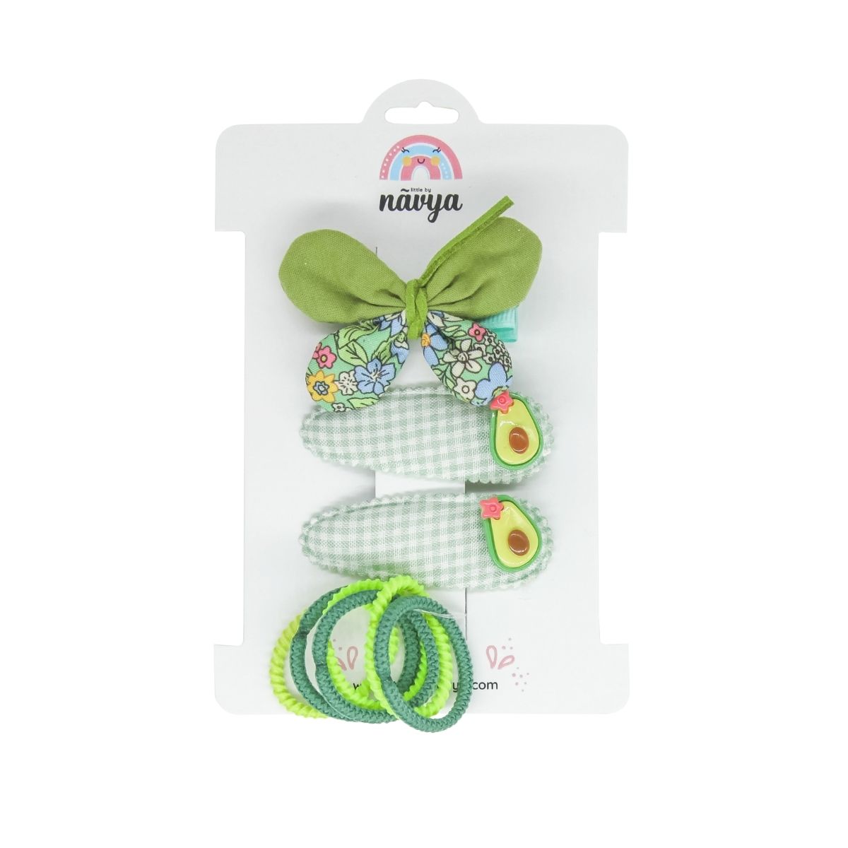 So Avaca-Dope Set of 3 Tic Tac Hair clips, and Rubber bands in green ...